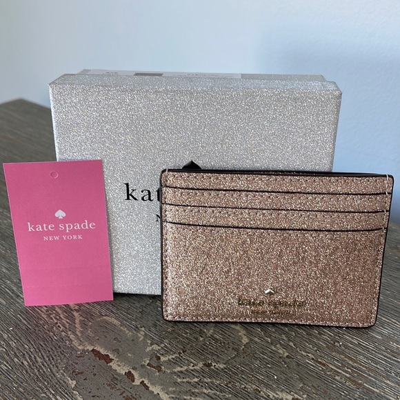 kate spade | Bags | Kate Spade Rose Gold Glitter Card Holder Kate Spade ...